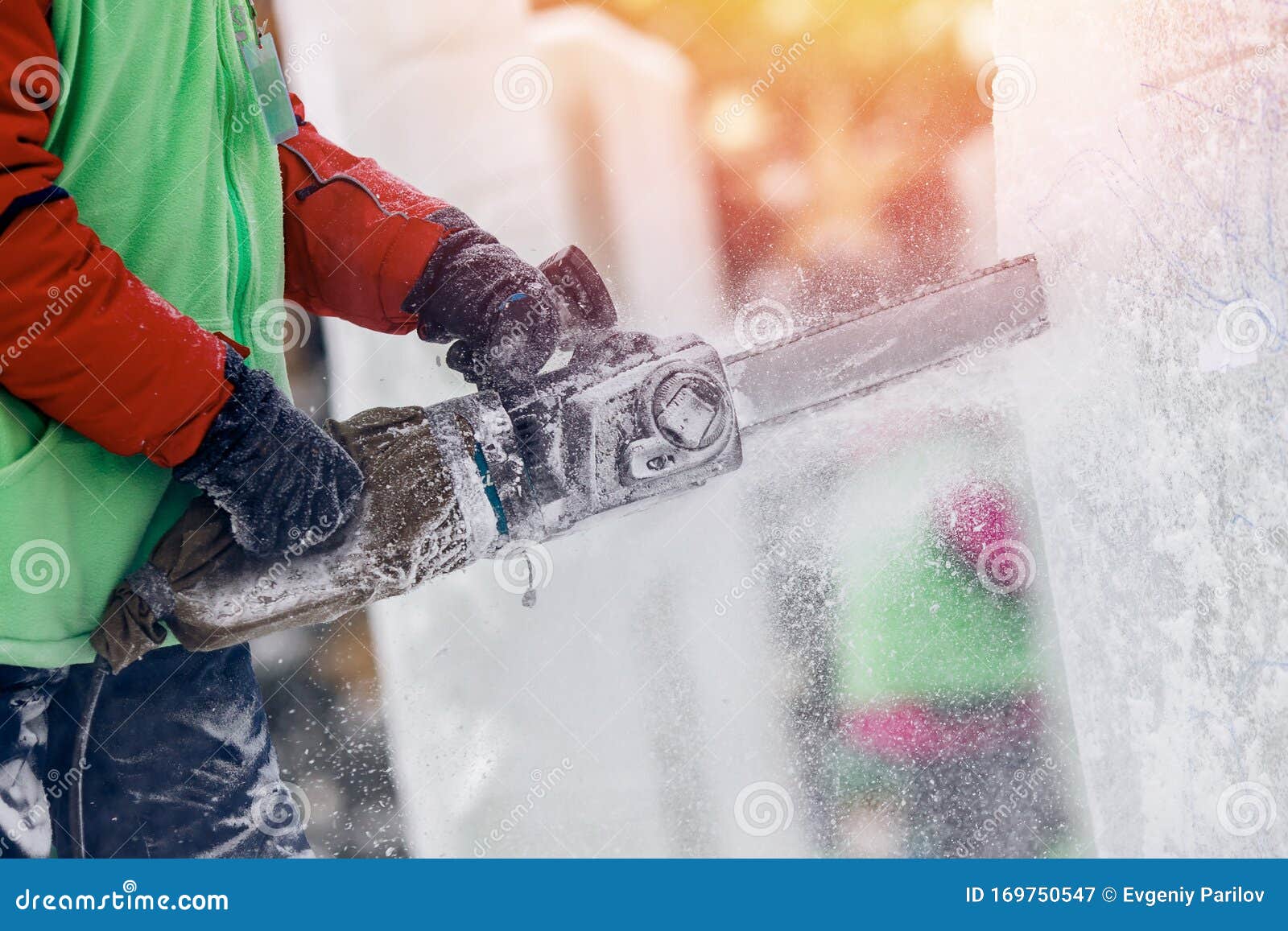 Ice Sculpture Carving Man Use Chainsaw Cut Frozen Winter Stock Image ... Ice Sculpture Carving Man Use Chainsaw Cut Frozen Winter Stock Image ...
