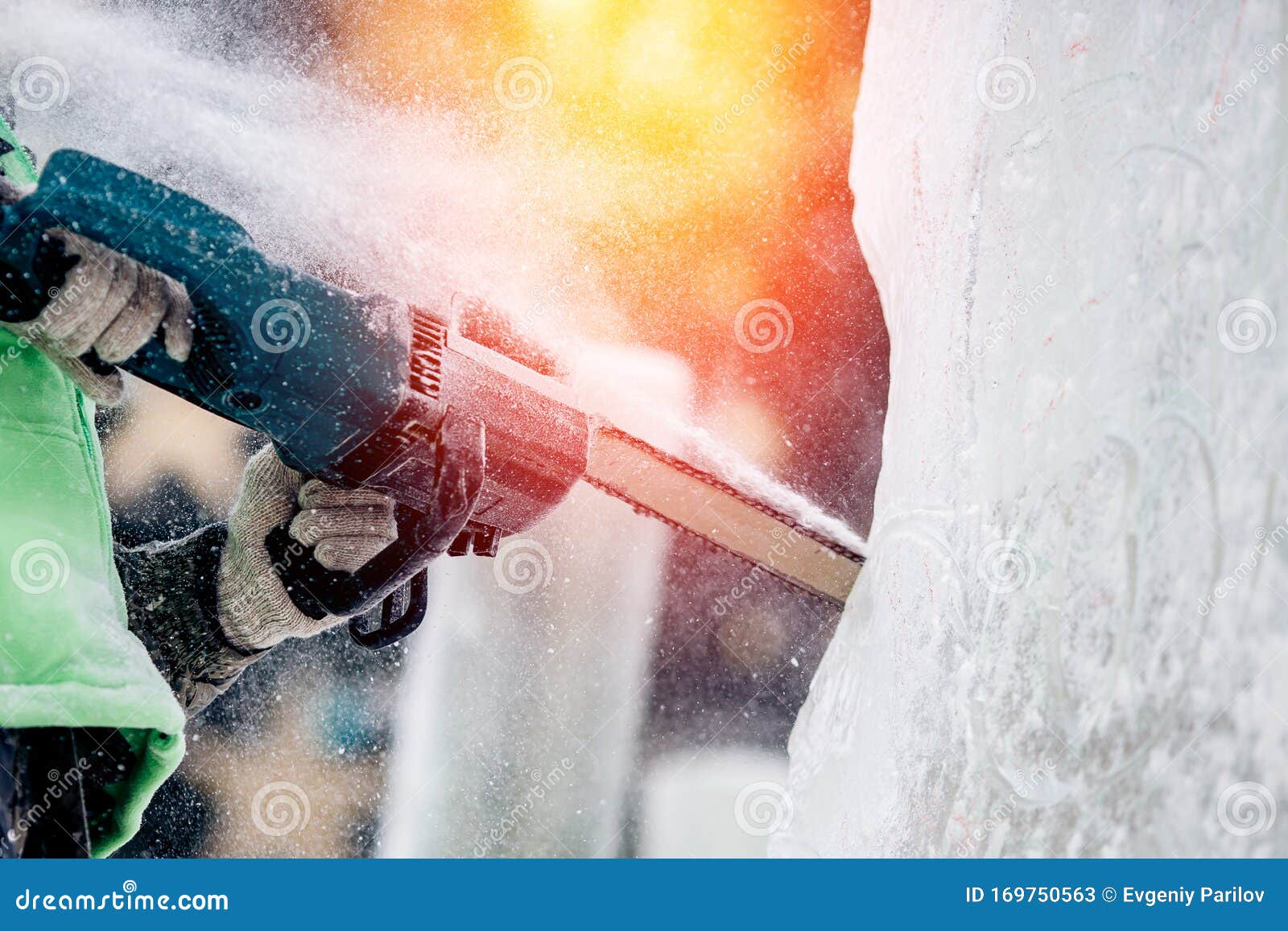 Ice Sculpture Carving Man Use Chainsaw Cut Frozen Winter Stock Image ... Ice Sculpture Carving Man Use Chainsaw Cut Frozen Winter Stock Image ...