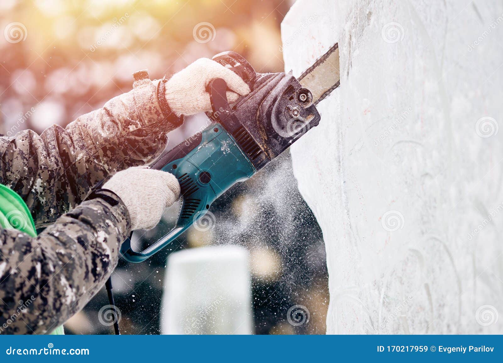 Ice Sculpture Carving Man Use Chainsaw Cut Frozen Winter Stock Image ... Ice Sculpture Carving Man Use Chainsaw Cut Frozen Winter Stock Image ...