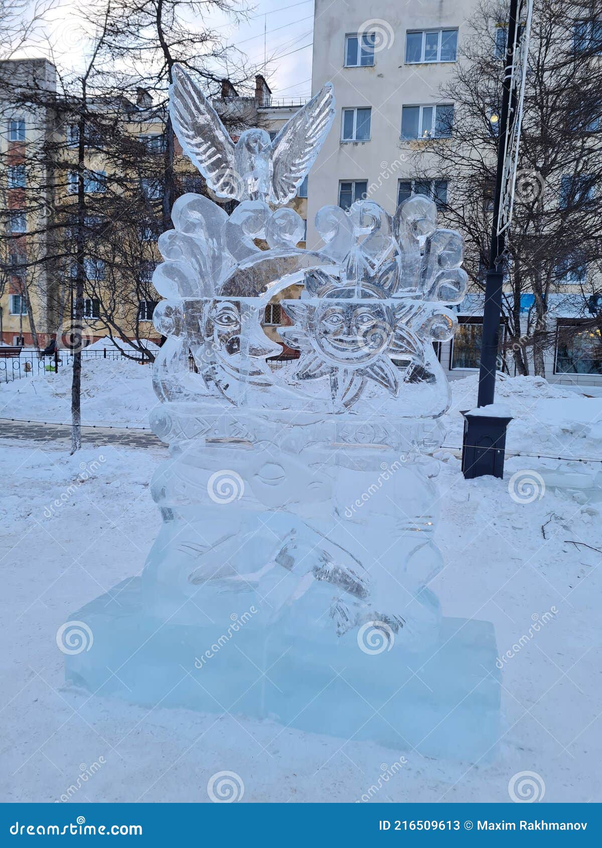Ice Sculpture Ice Figures Winter Fairy Tale Stock Image - Image of ...