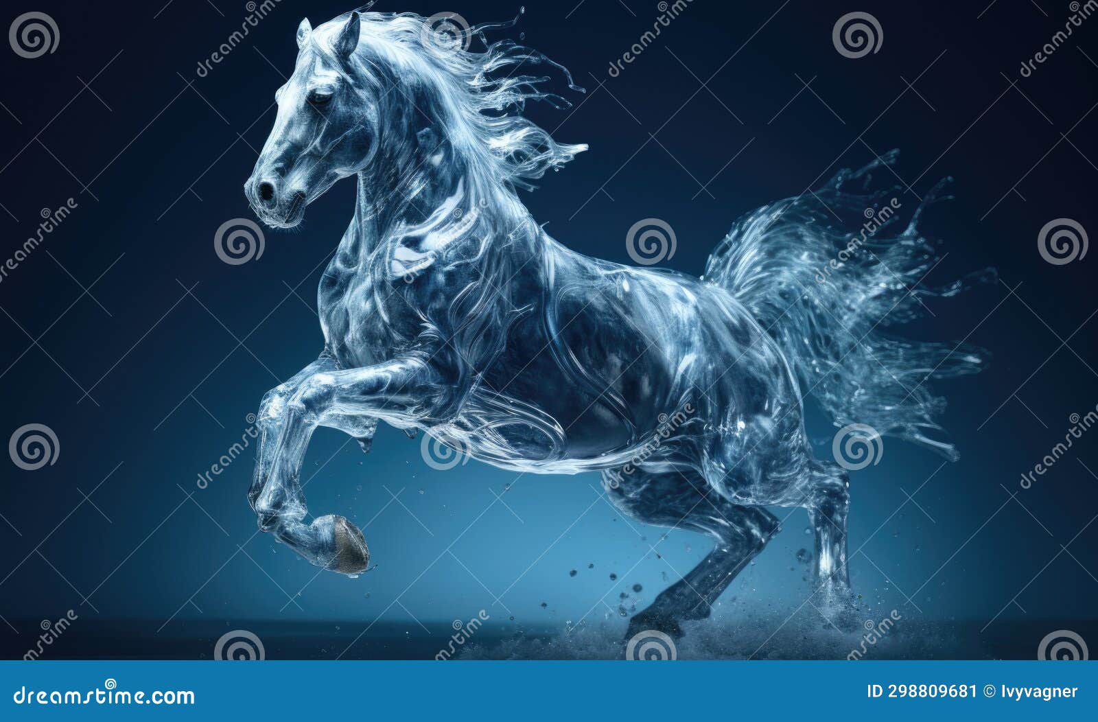 Ice Sculpture of Horse in Dynamic Pose. Beautiful Horse Ice Figure ...