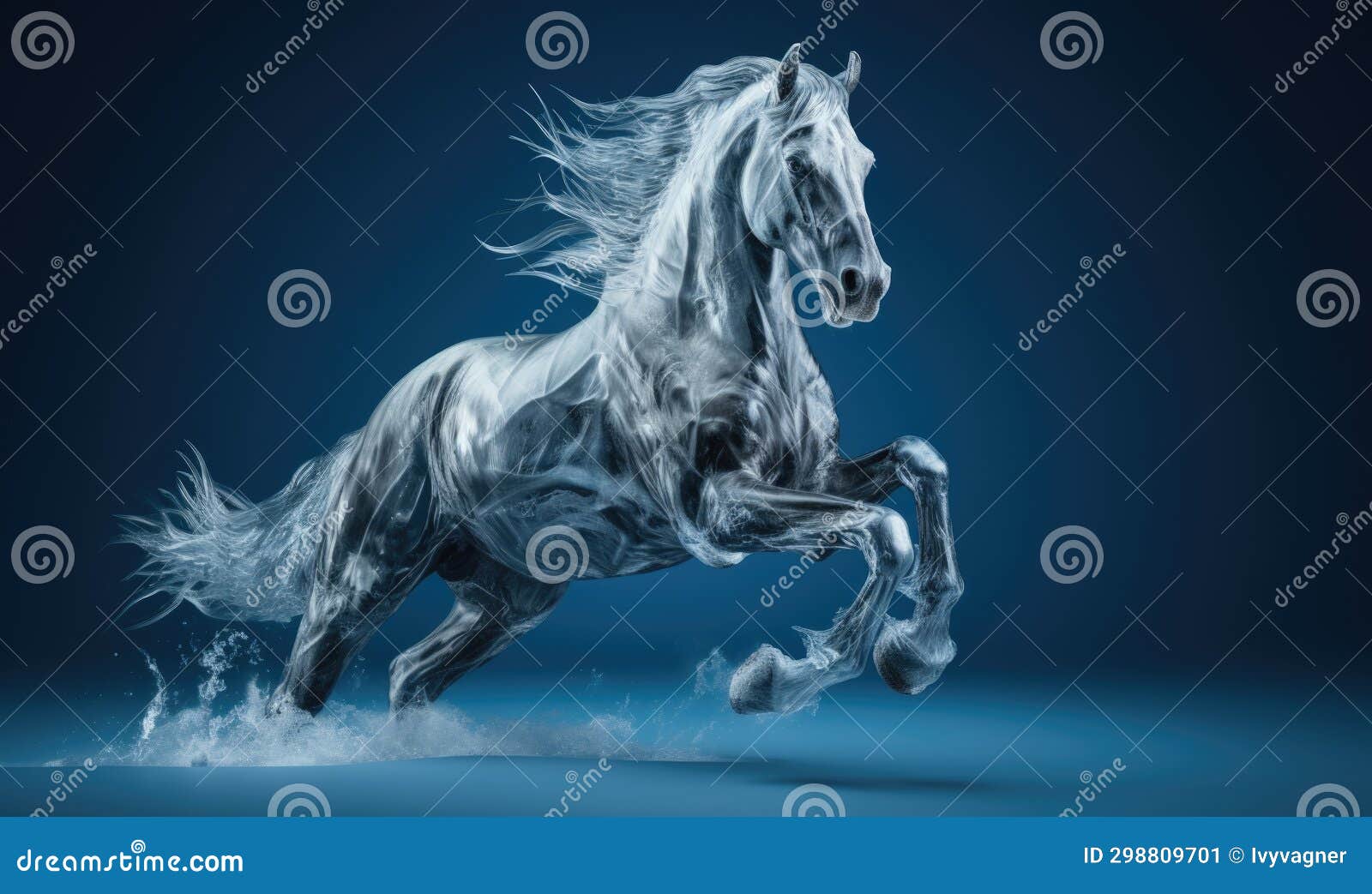 Ice Sculpture of Horse in Dynamic Pose. Beautiful Horse Ice Figure ...