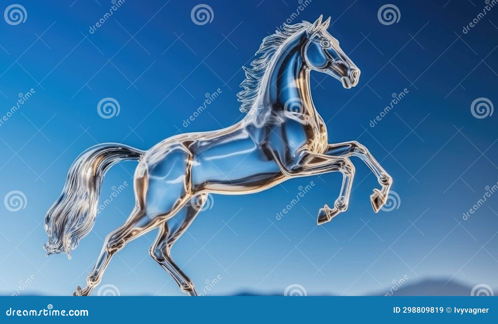 Ice Sculpture of Horse in Dynamic Pose. Beautiful Horse Ice Figure ...