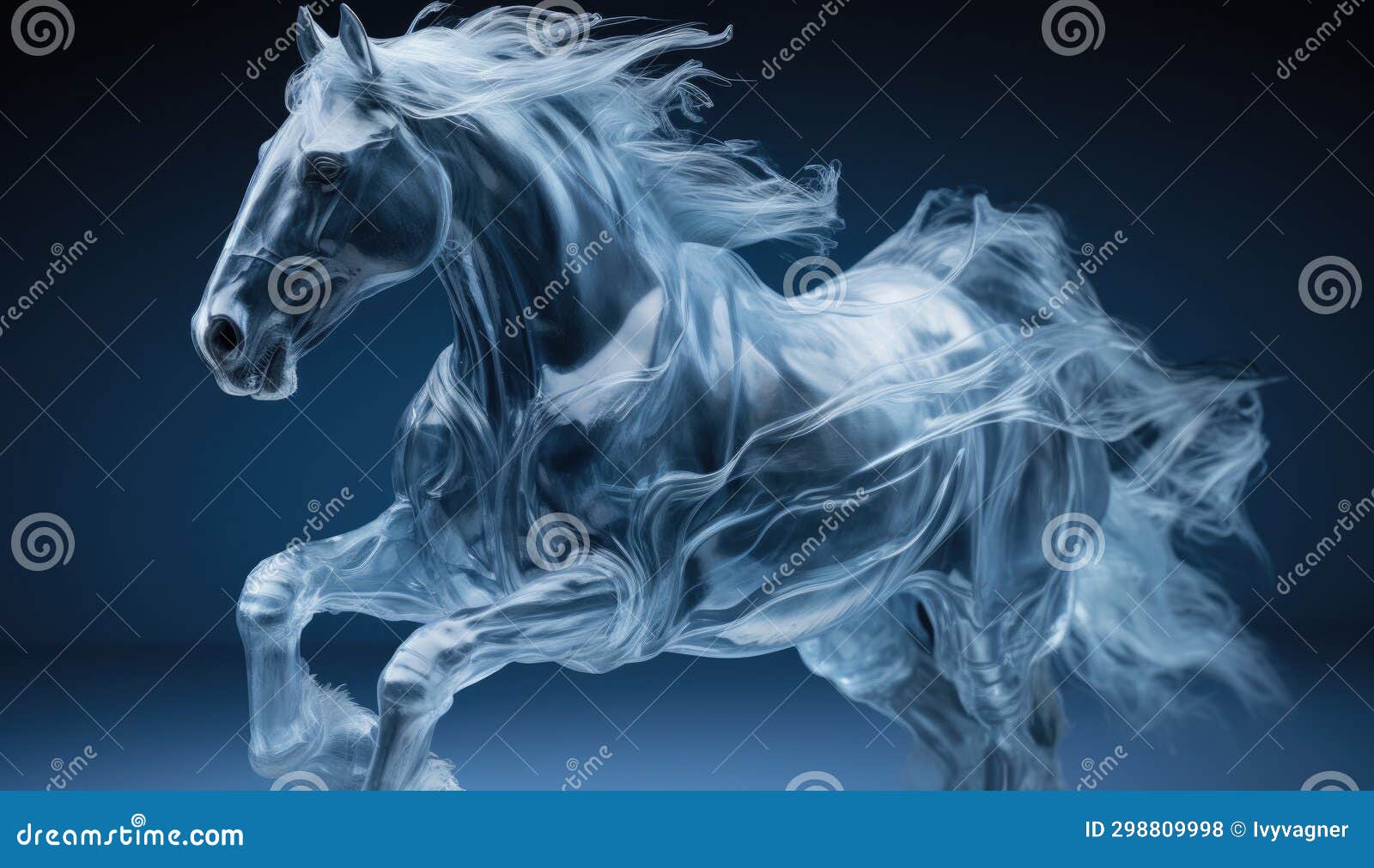Ice Sculpture of Horse in Dynamic Pose. Beautiful Horse Ice Figure ...