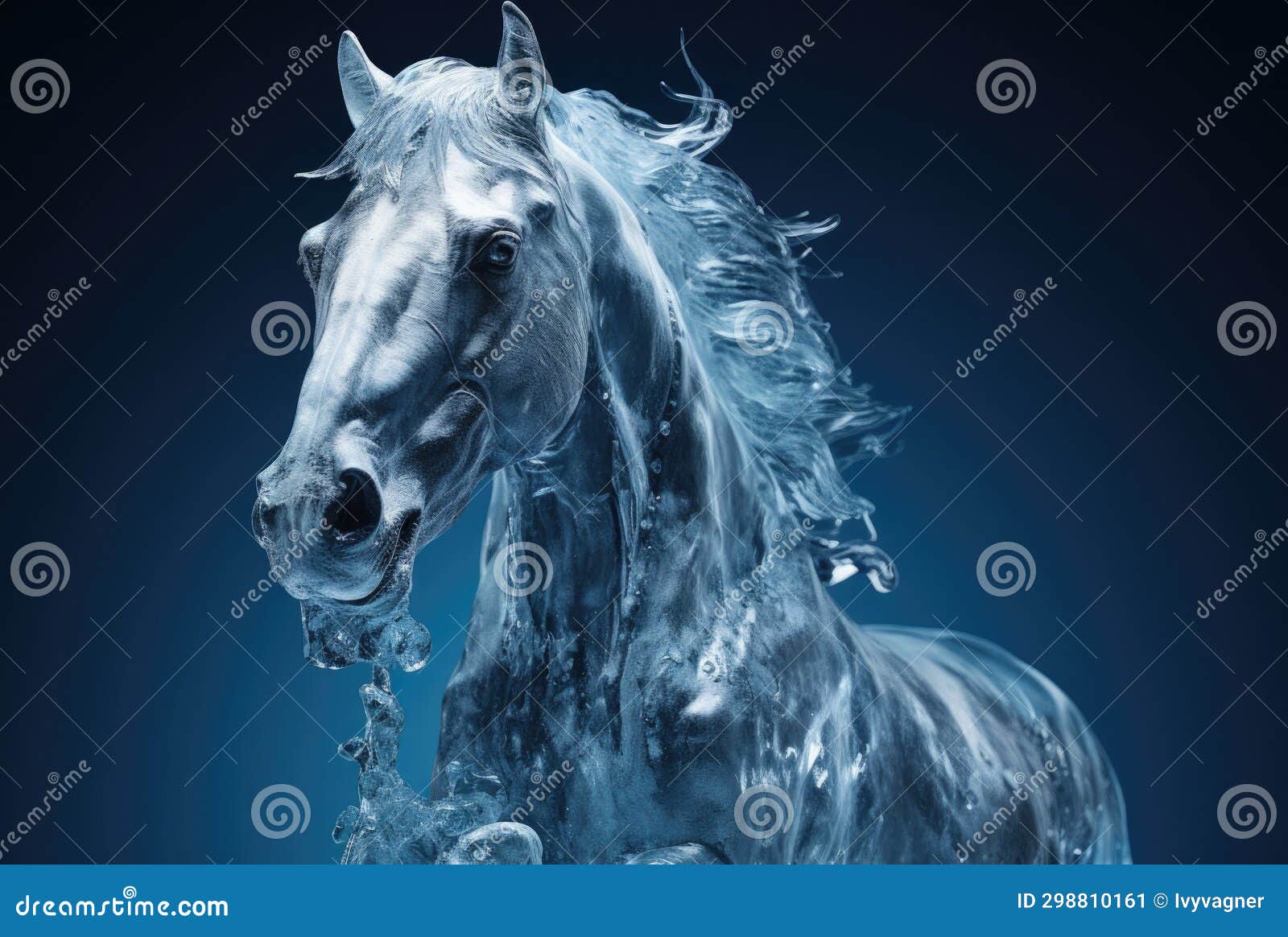 Ice Sculpture of Horse in Dynamic Pose. Beautiful Horse Ice Figure ...
