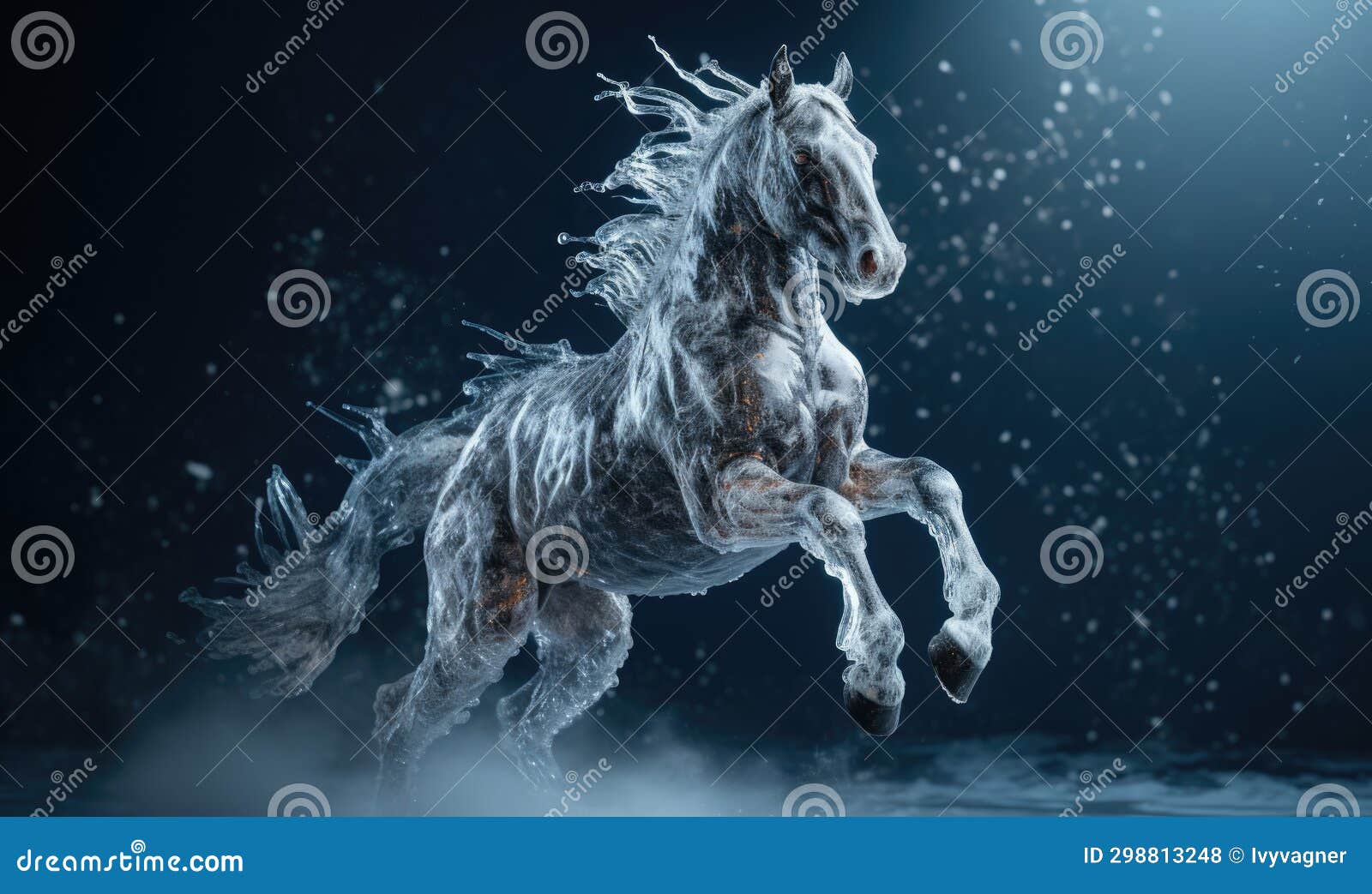 Ice Sculpture of Horse in Dynamic Pose. Beautiful Horse Ice Figure ...