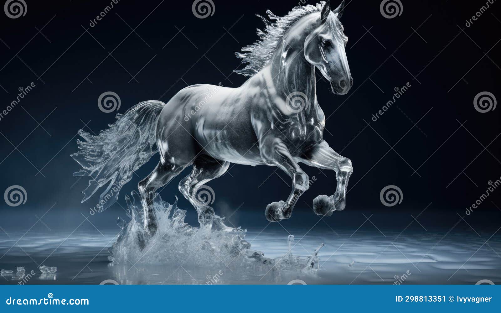 Ice Sculpture of Horse in Dynamic Pose. Beautiful Horse Ice Figure ...