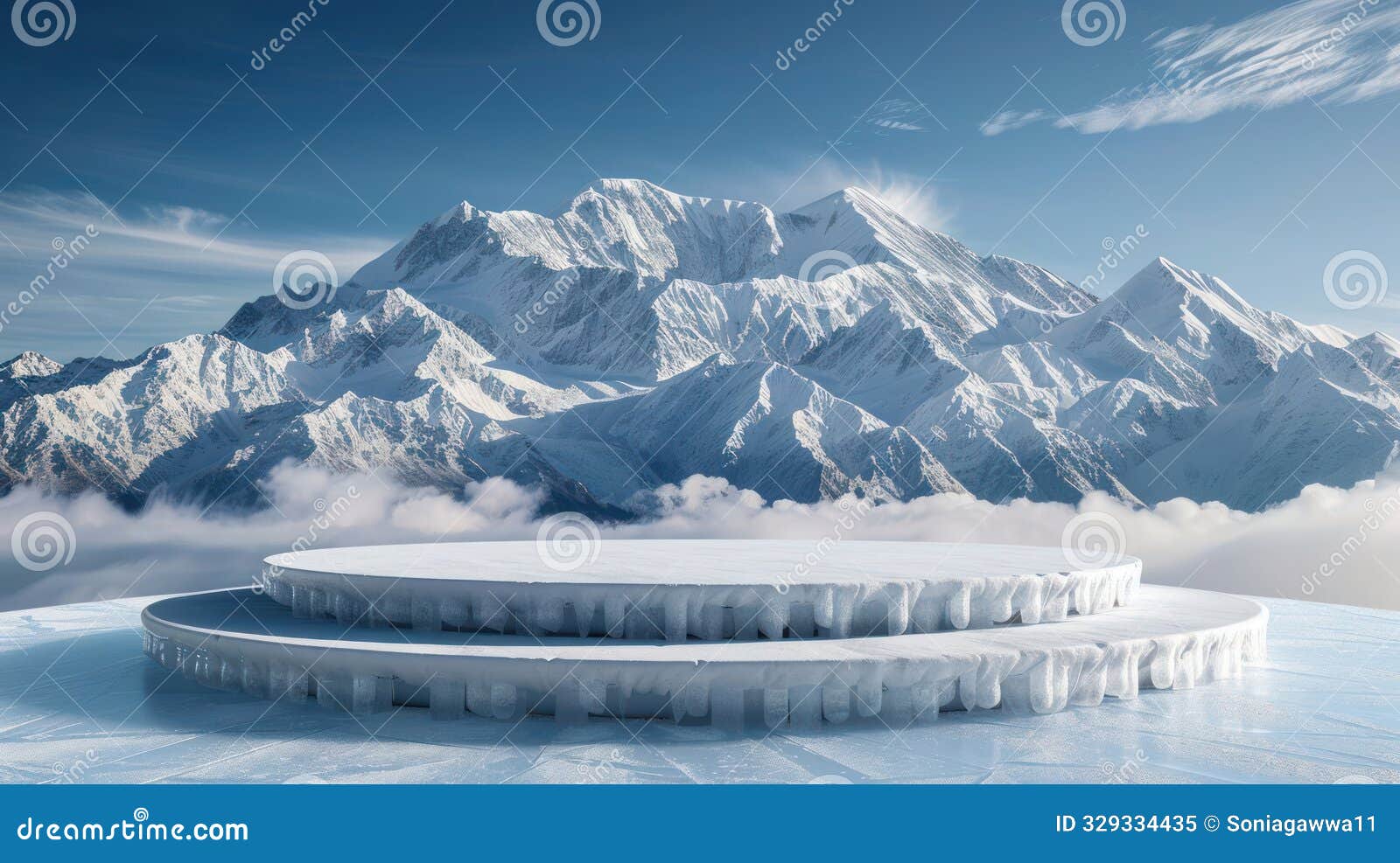 The Ice Sculpture is a Large, Round Stage with Two Smaller Stages ...