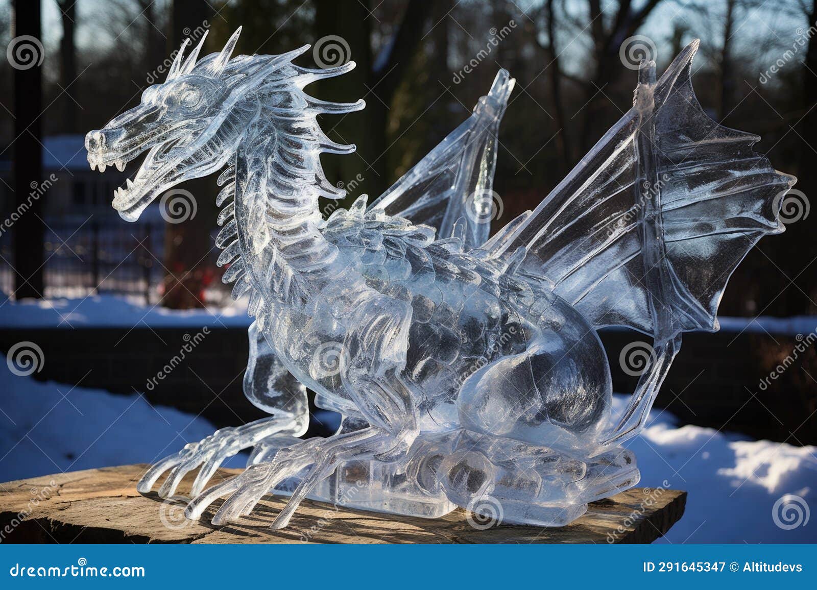 Ice Sculpture of a Mythical Creature Stock Image - Image of cold ...