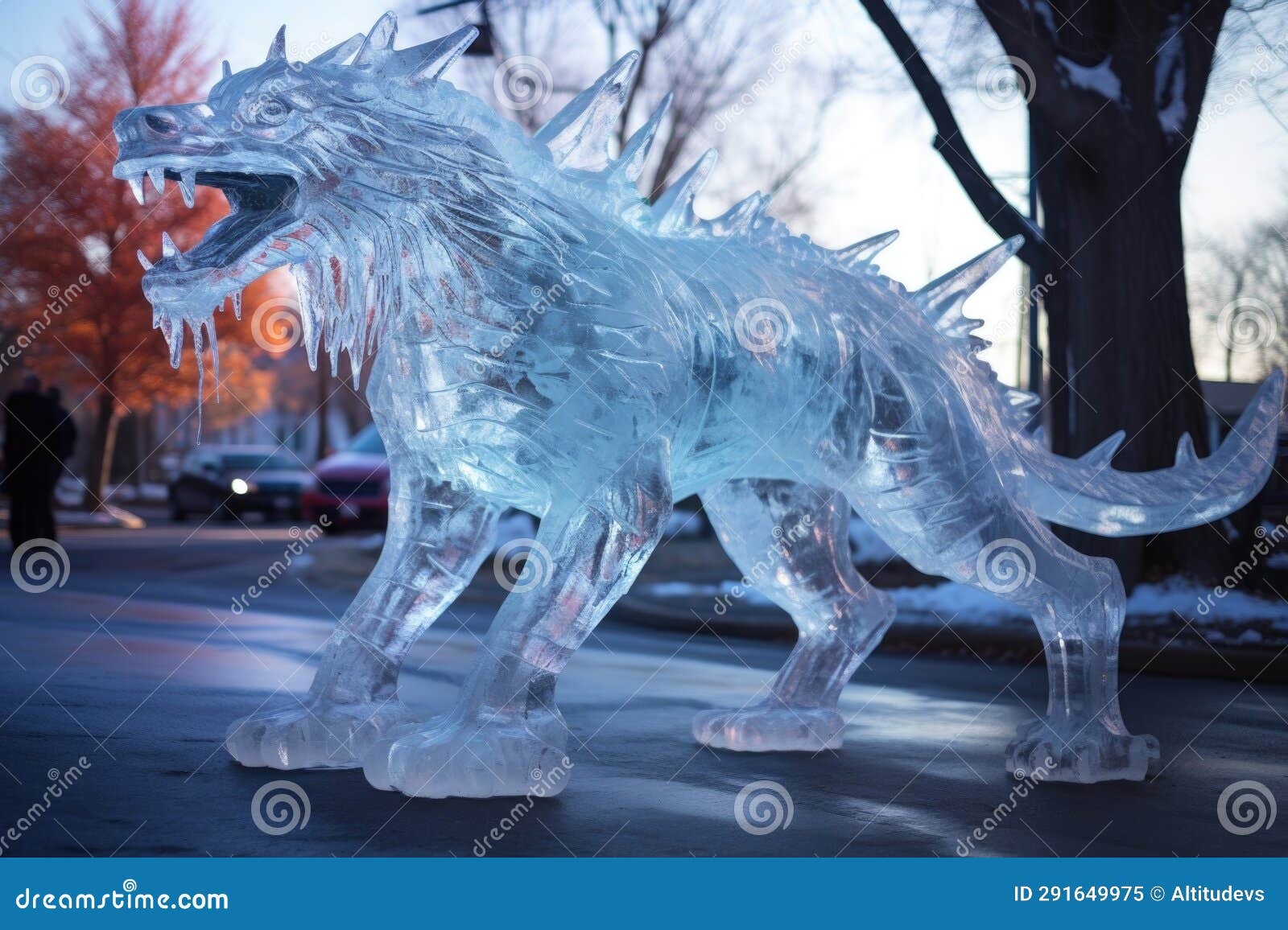 Ice Sculpture of a Mythical Creature Stock Image - Image of mythical ...