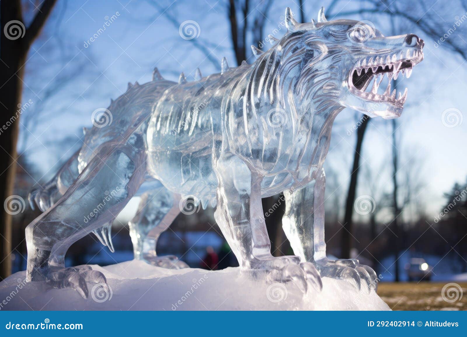 Ice Sculpture of a Mythical Creature Stock Photo - Image of carving ...