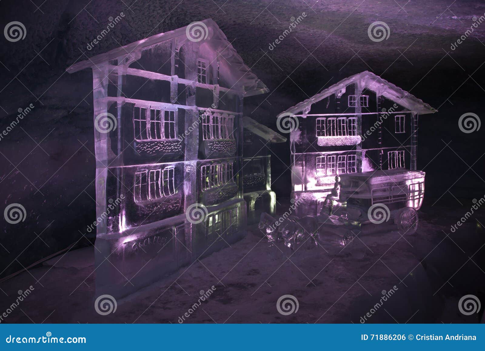 Ice Sculptures: Houses Made of Ice Stock Photo - Image of sculptures ...
