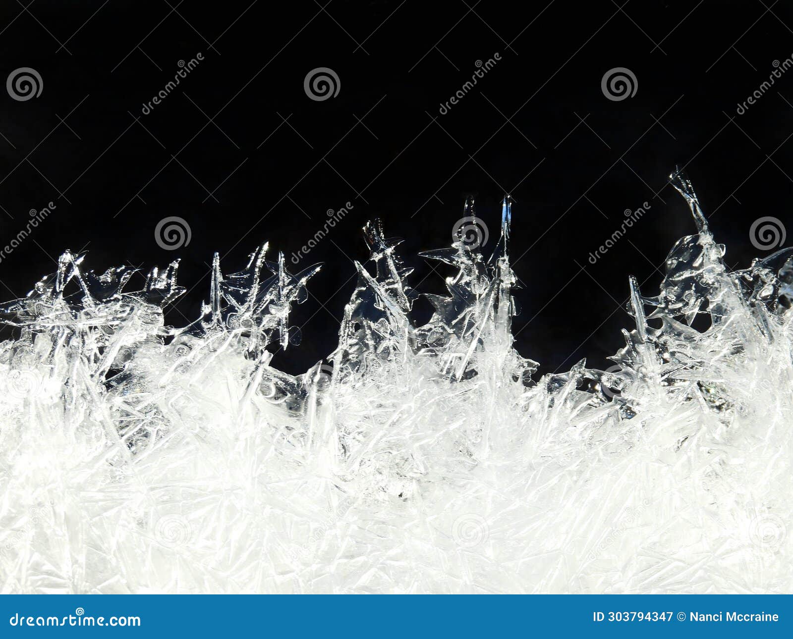 Sharp Ice Sheet Crystal Edge Over Creek in Frigid Winter Weather Stock ...
