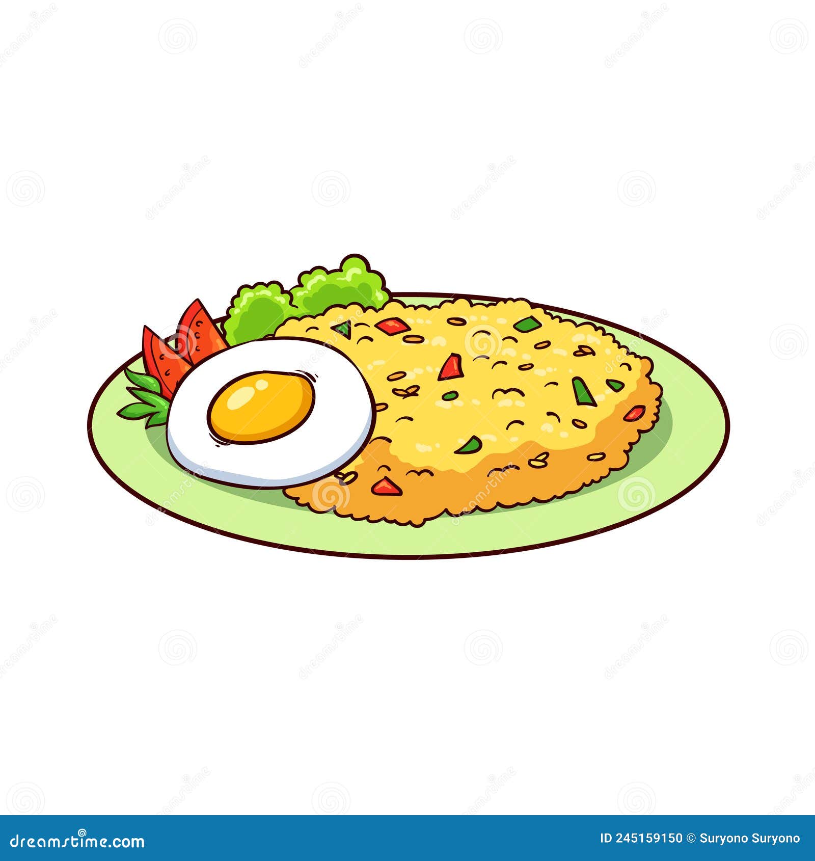 Hand Drawn Fried Rice and Egg Stock Vector - Illustration of delicious ...