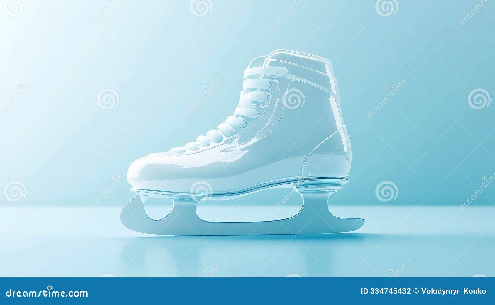 Ice Skate Made of Glass on Blue Background, Abstract Concept Stock ...