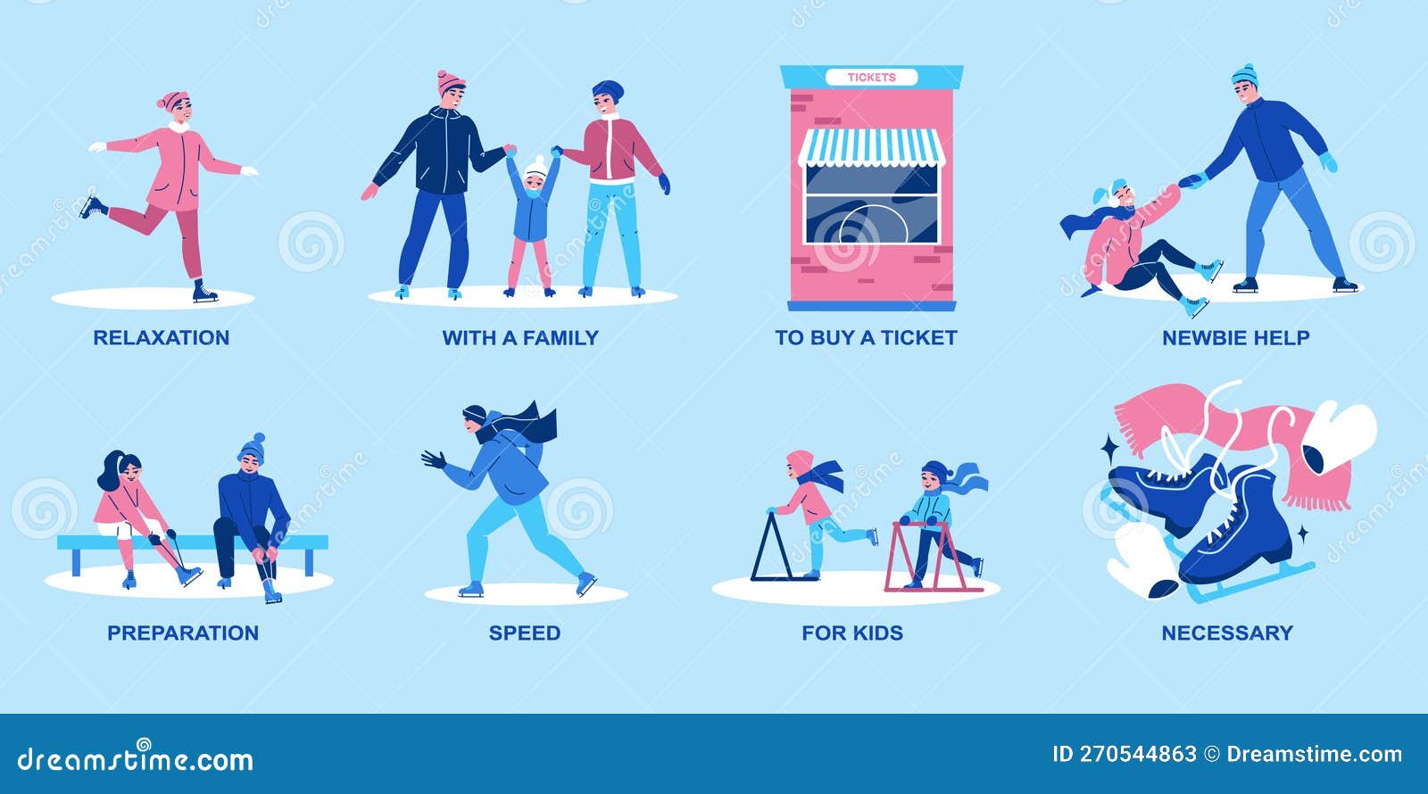 Ice Skating Compositions Set Stock Vector - Illustration of activity ...