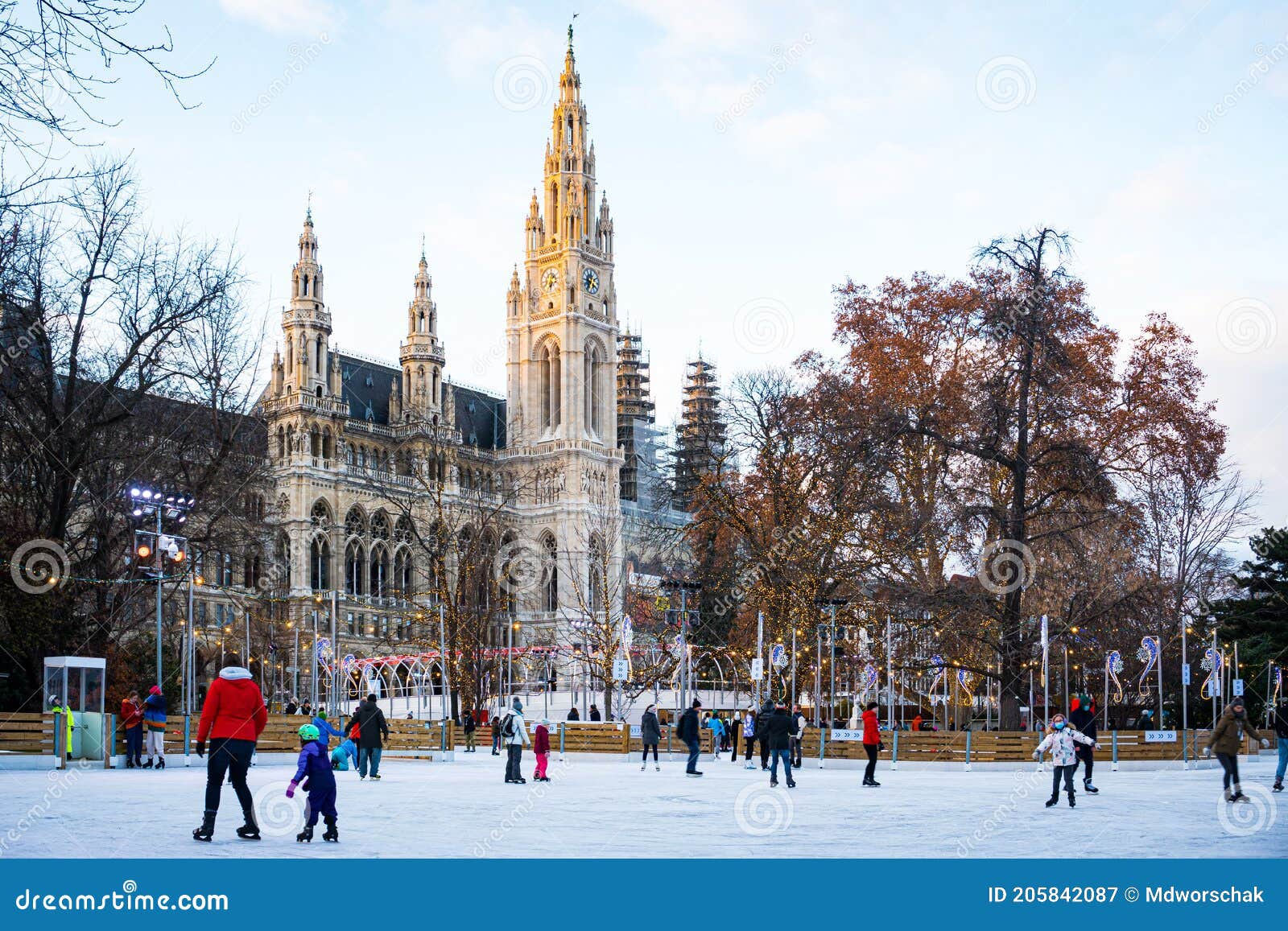 Ice Skating in Front of the Vienna Town Hall in Austria Editorial ...