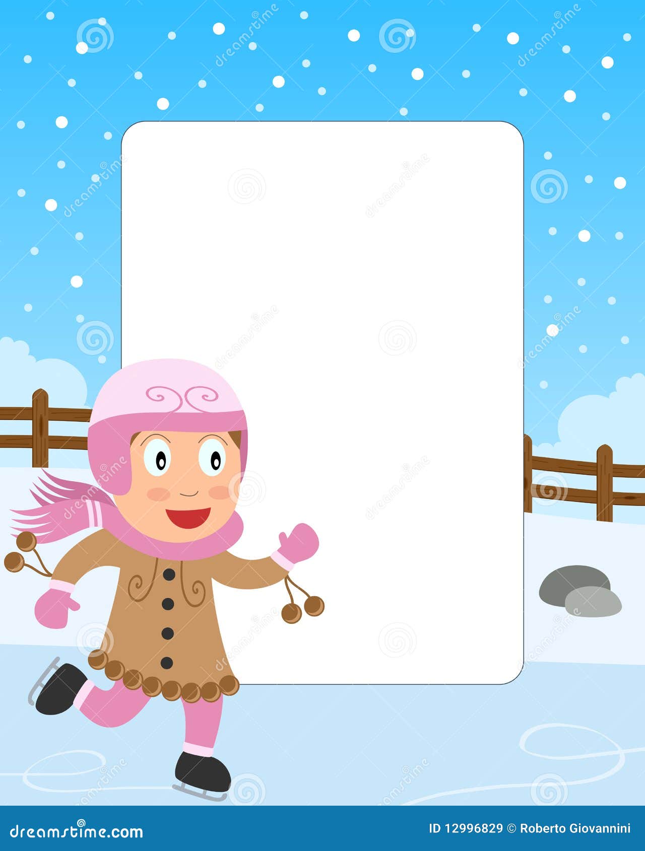 Ice Skating Girl Photo Frame Stock Vector - Illustration of leisure ...