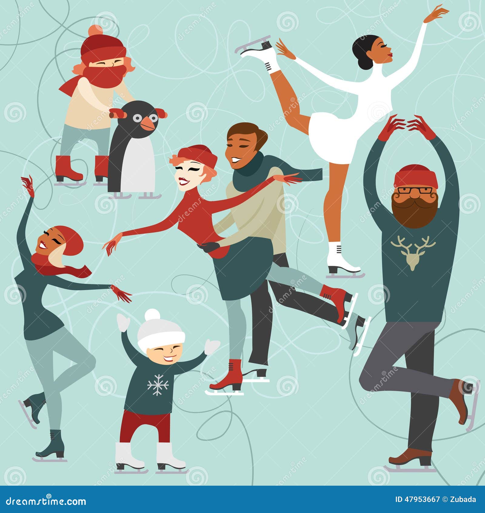 Ice skating people stock vector. Illustration of lifestyle - 47953667