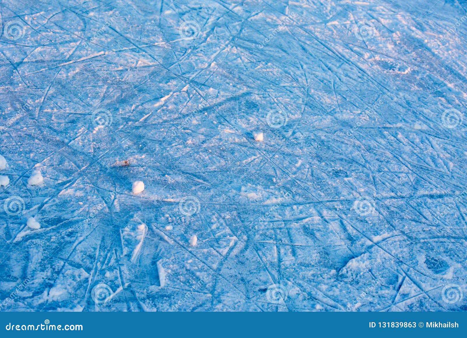 Ice Skating Rink with Skating Tracks Stock Image - Image of cold ...