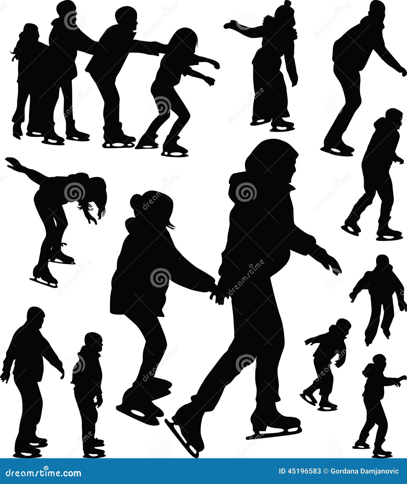 Ice skating silhouette stock illustration. Illustration of clip - 45196583
