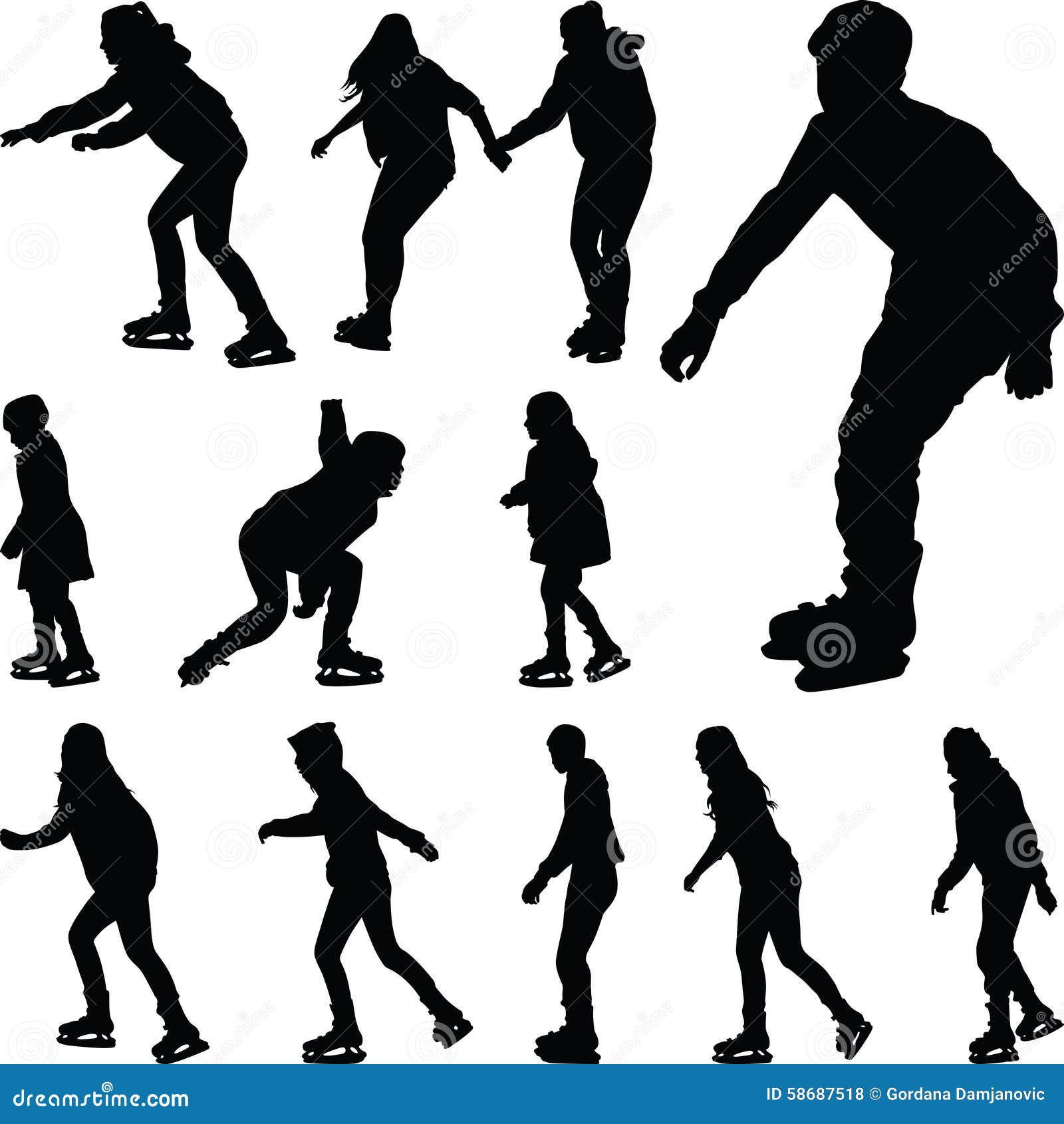 Ice Skating Silhouette Vector Stock Vector - Illustration of family ...
