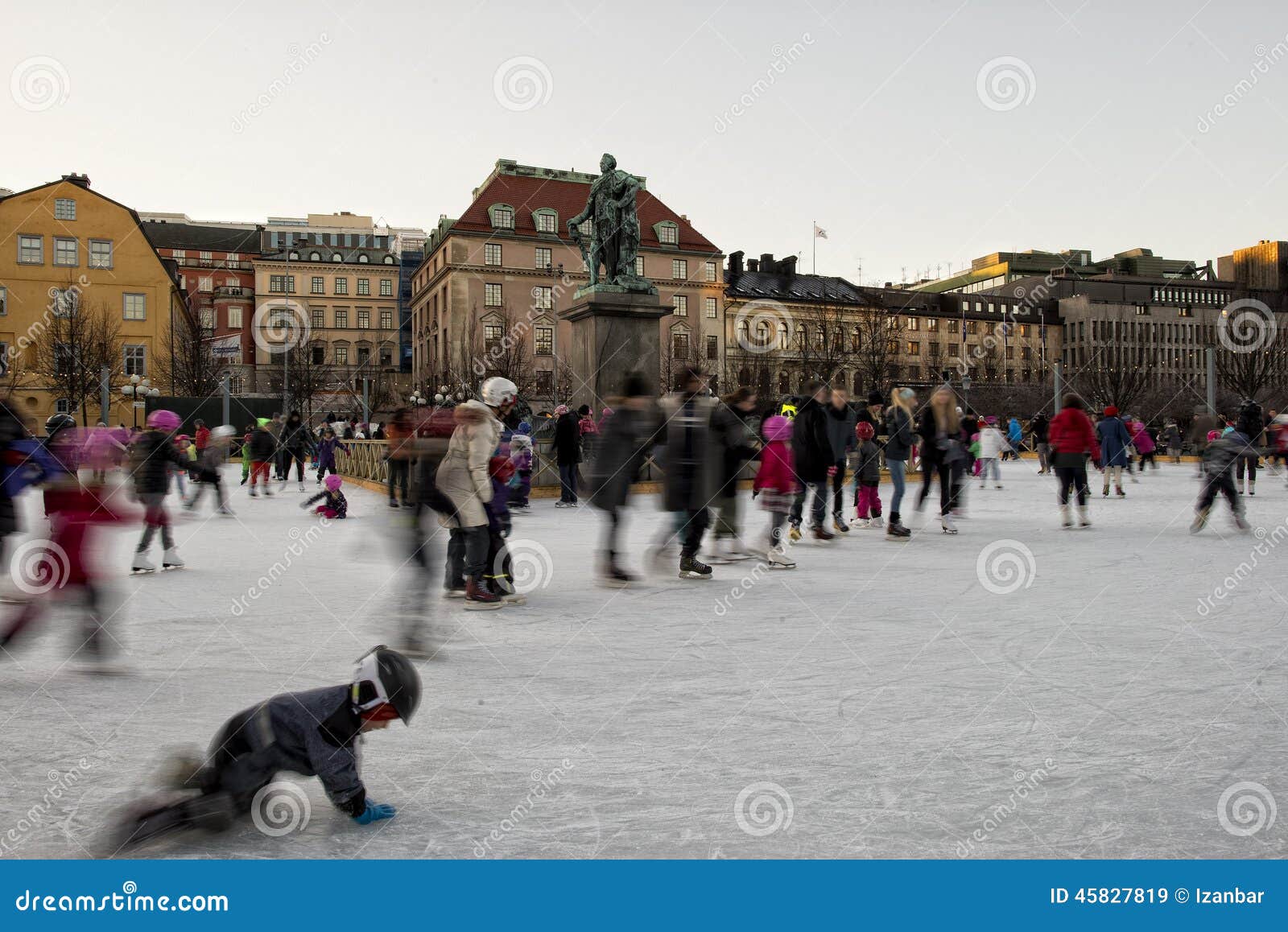 Ice skating in stockholm editorial stock image. Image of blue - 45827819