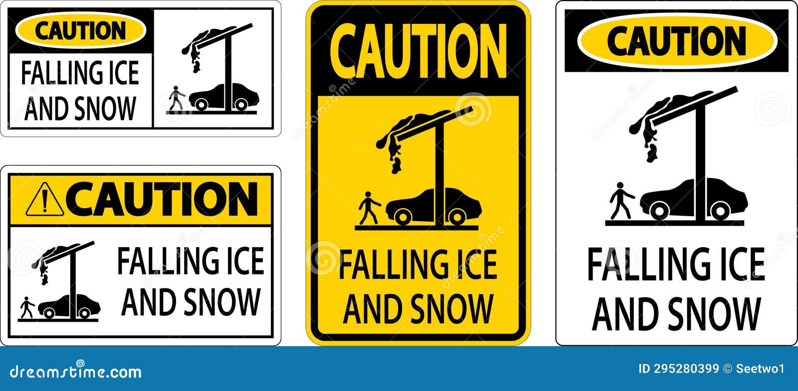 Ice and Snow Caution Sign Caution - Falling Ice and Snow Sign Stock ...