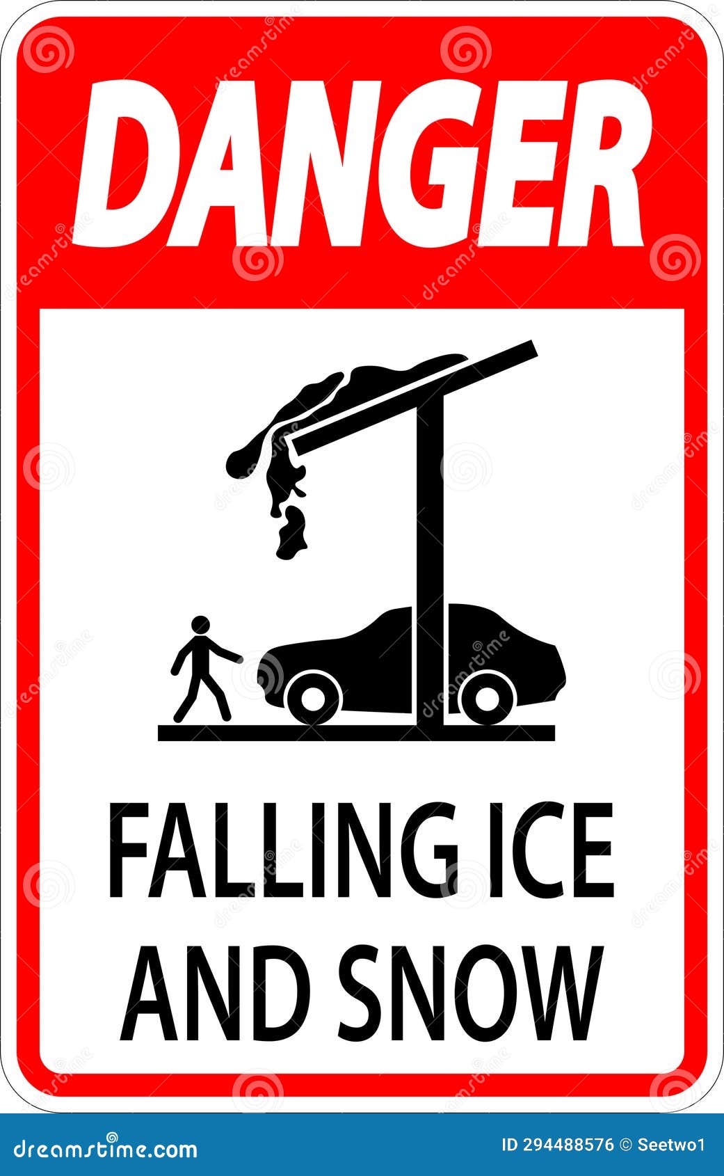 Ice and Snow Danger Sign Caution - Falling Ice and Snow Sign Stock ...