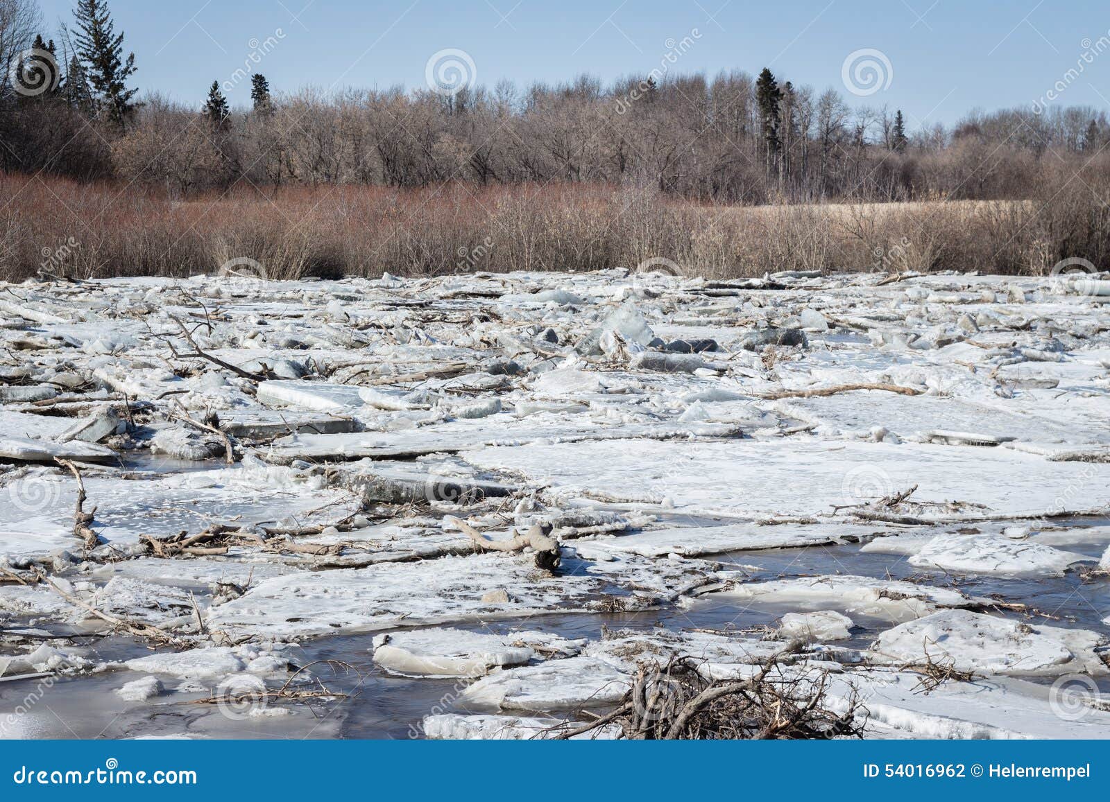 Ice and Snow Jams on the River in Spring Time. Stock Photo - Image of ...