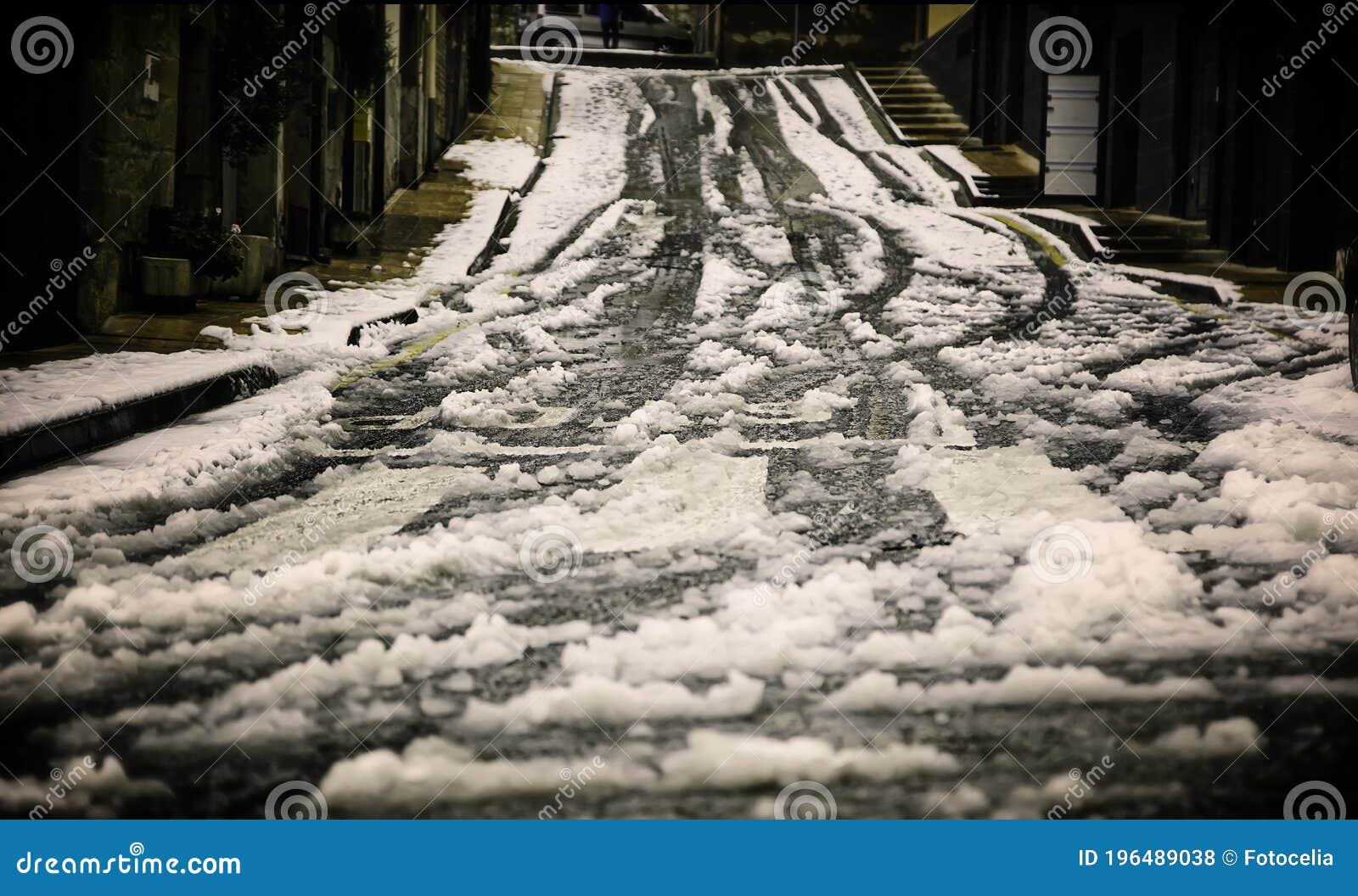Ice and snow road stock photo. Image of nature, country - 196489038