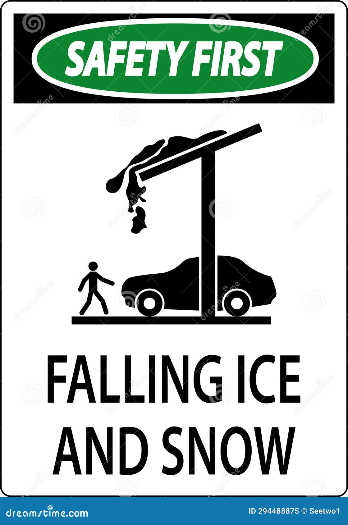 Ice and Snow Safety First Sign Caution - Falling Ice and Snow Sign ...