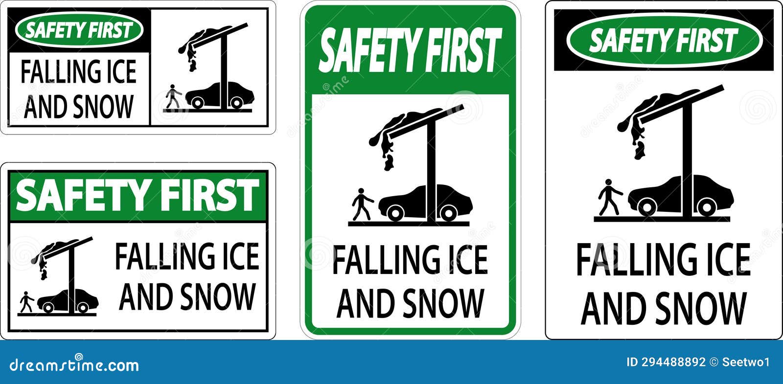 Ice and Snow Safety First Sign Caution - Falling Ice and Snow Sign ...