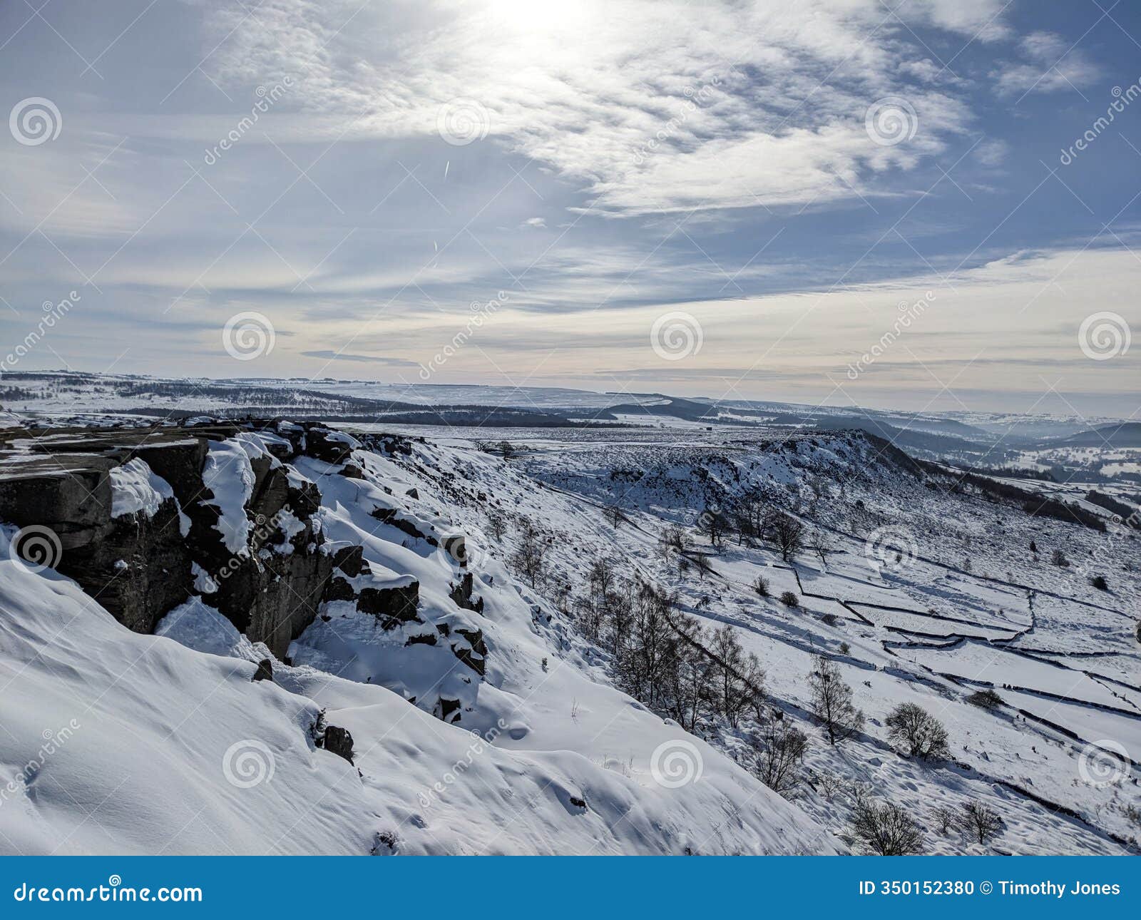 Ice and Snow View in the Peak District Stock Photo - Image of district ...