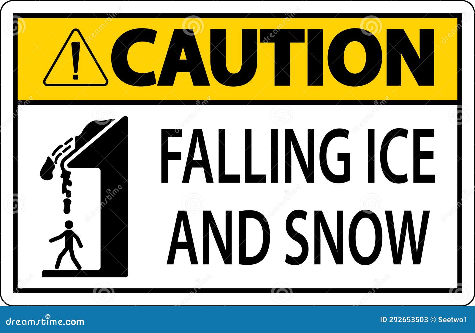 Ice and Snow Warning Sign Caution - Falling Ice and Snow Sign Stock ...