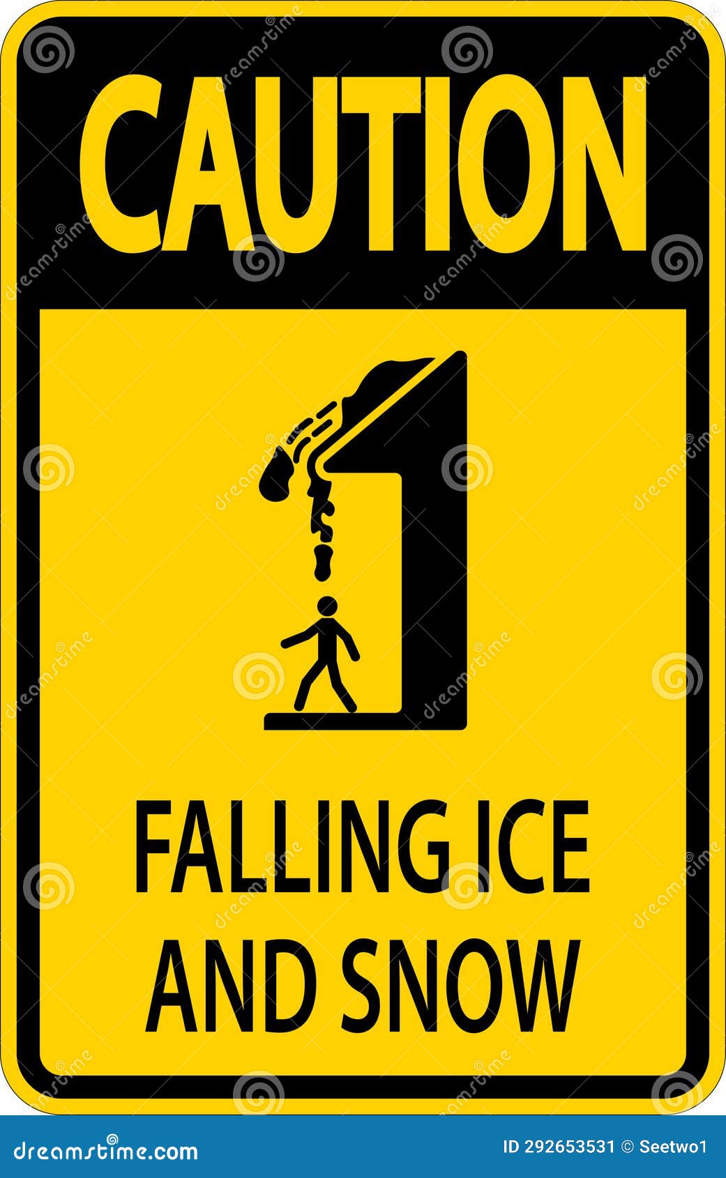 Ice and Snow Warning Sign Caution - Falling Ice and Snow Sign Stock ...