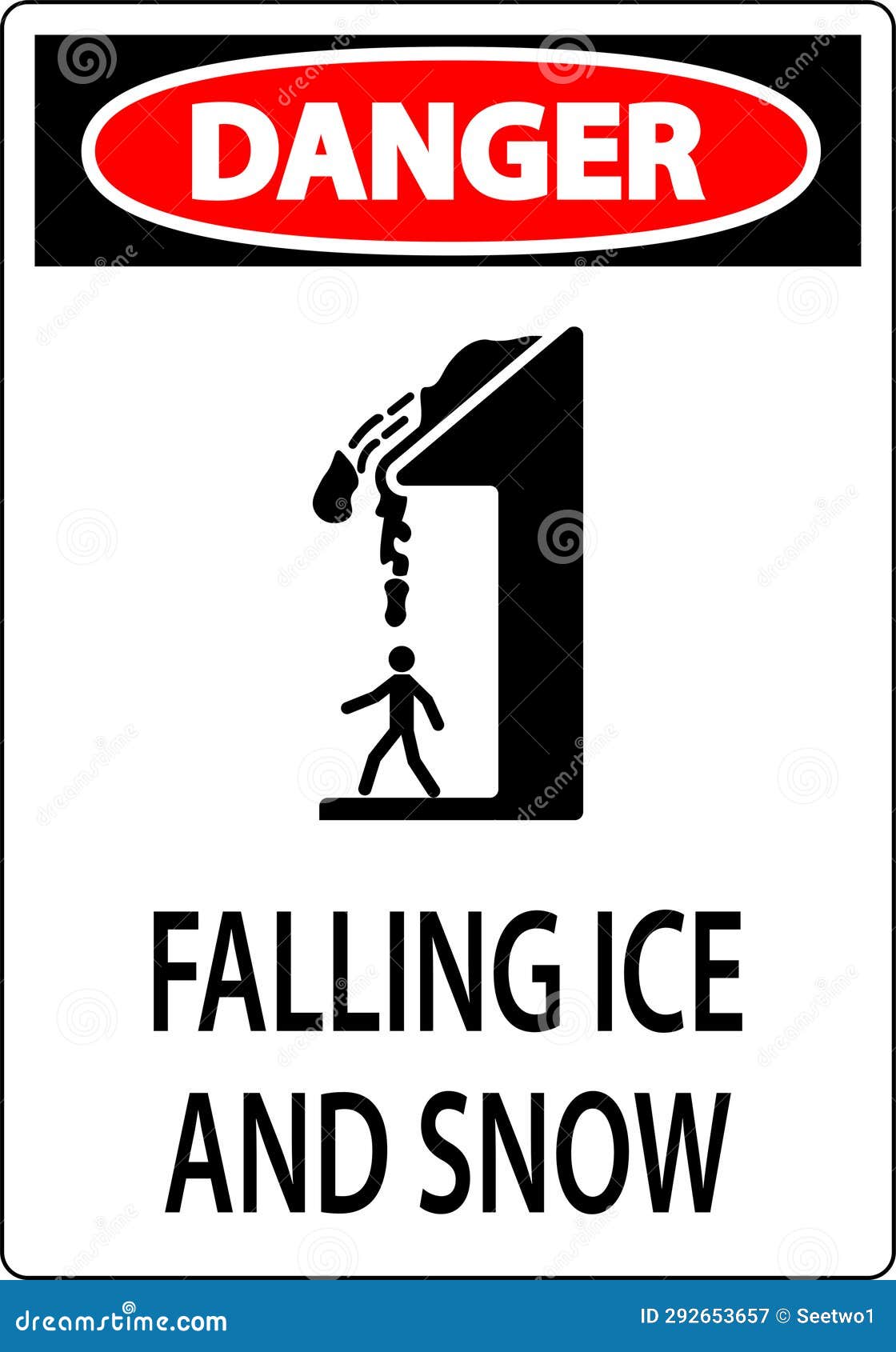 Ice and Snow Warning Sign Caution - Falling Ice and Snow Sign Stock ...