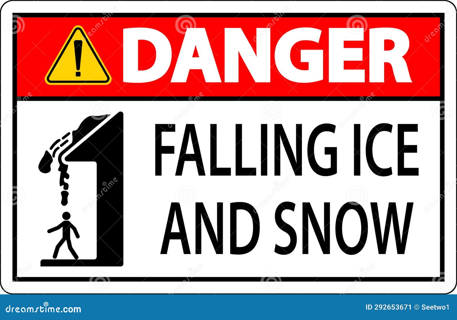 Ice and Snow Warning Sign Caution - Falling Ice and Snow Sign Stock ...