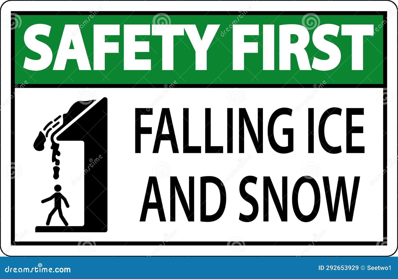 Ice and Snow Warning Sign Caution - Falling Ice and Snow Sign Stock ...