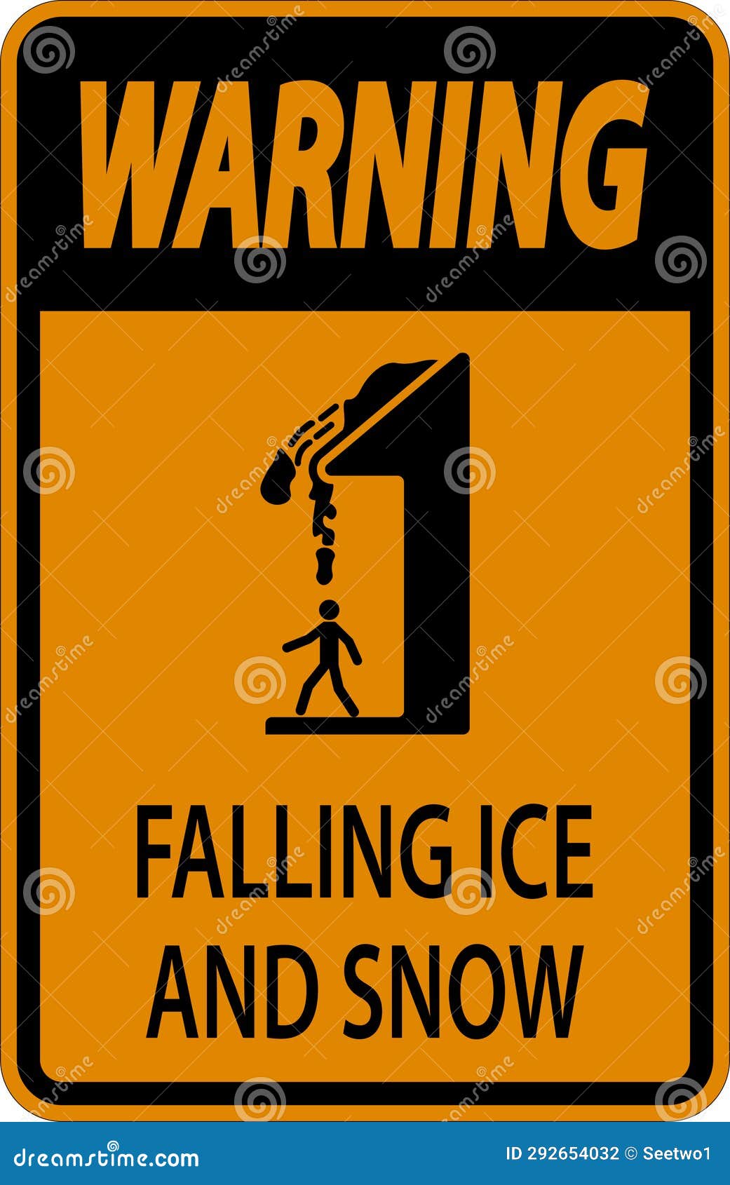 Ice and Snow Warning Sign Caution - Falling Ice and Snow Sign Stock ...