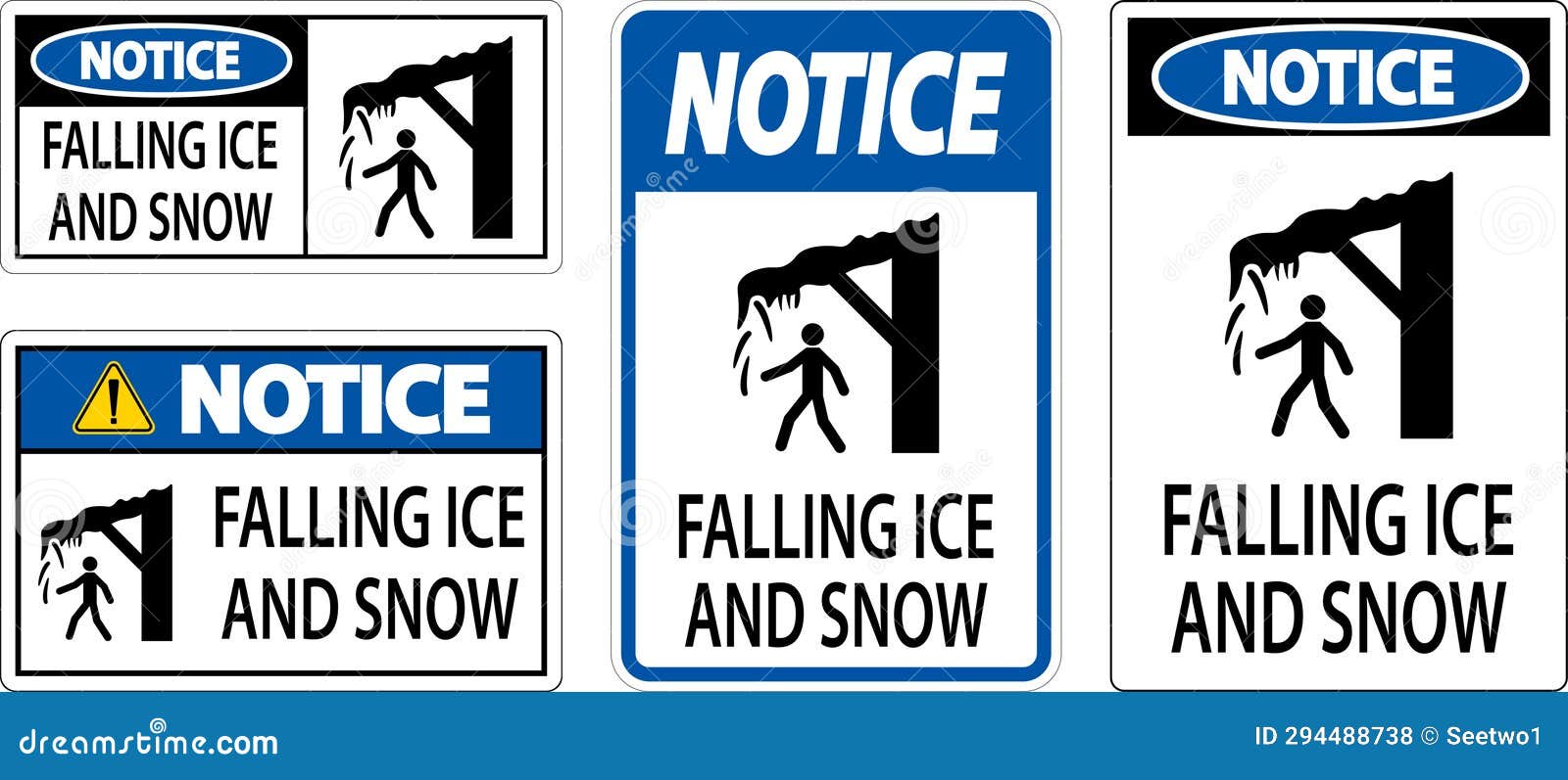 Ice and Snow Warning Sign Caution - Falling Ice and Snow Sign Stock ...