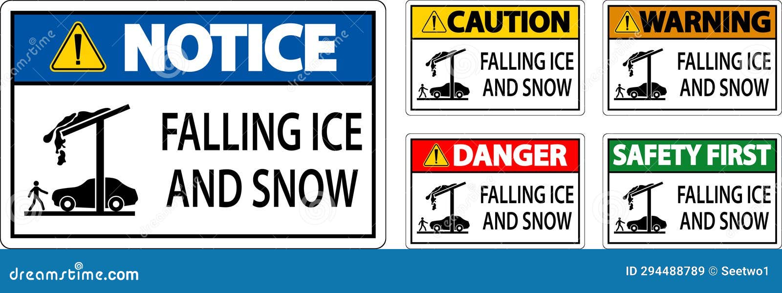 Ice and Snow Warning Sign Caution - Falling Ice and Snow Sign Stock ...