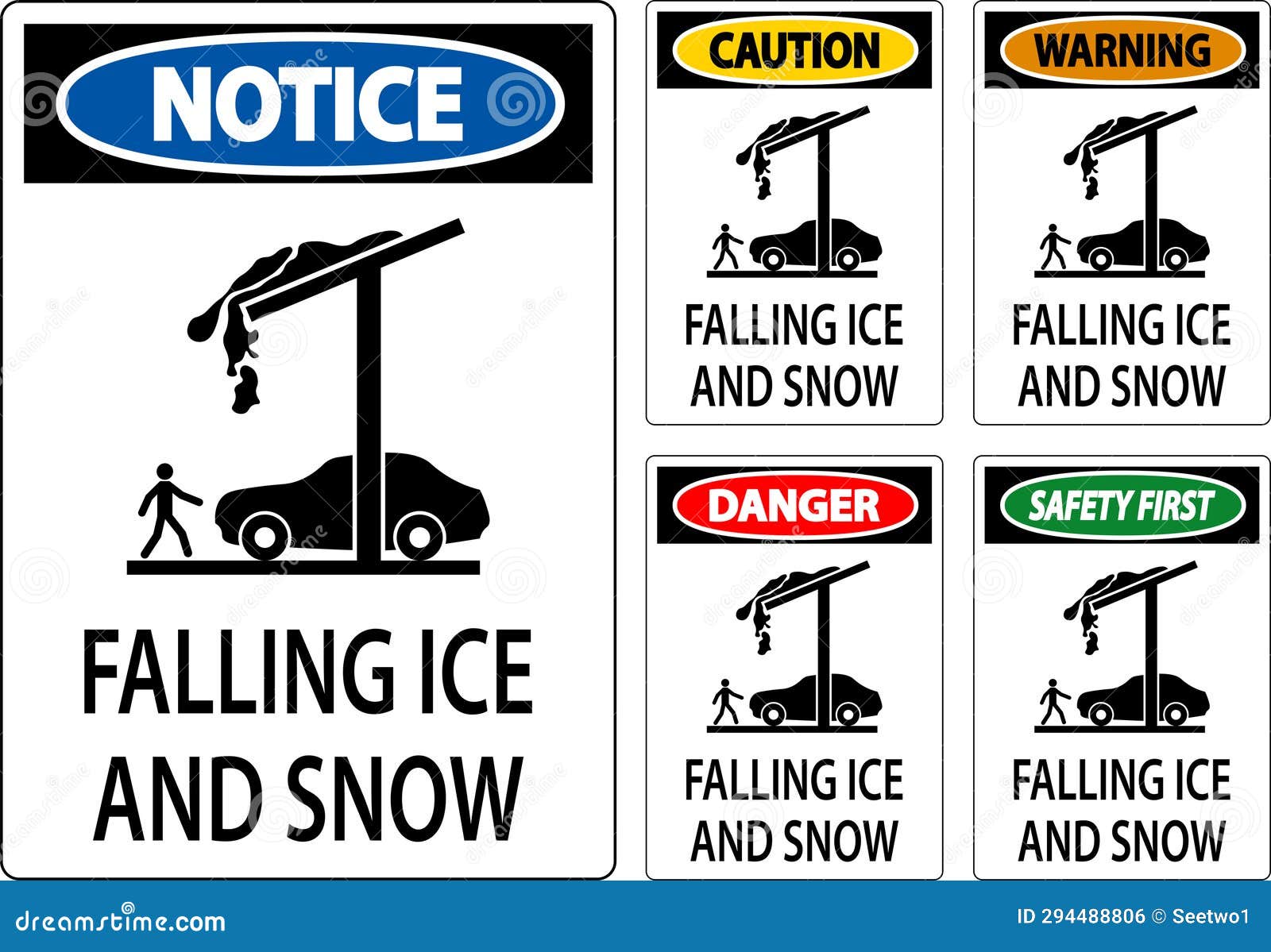 Ice and Snow Warning Sign Caution - Falling Ice and Snow Sign Stock ...