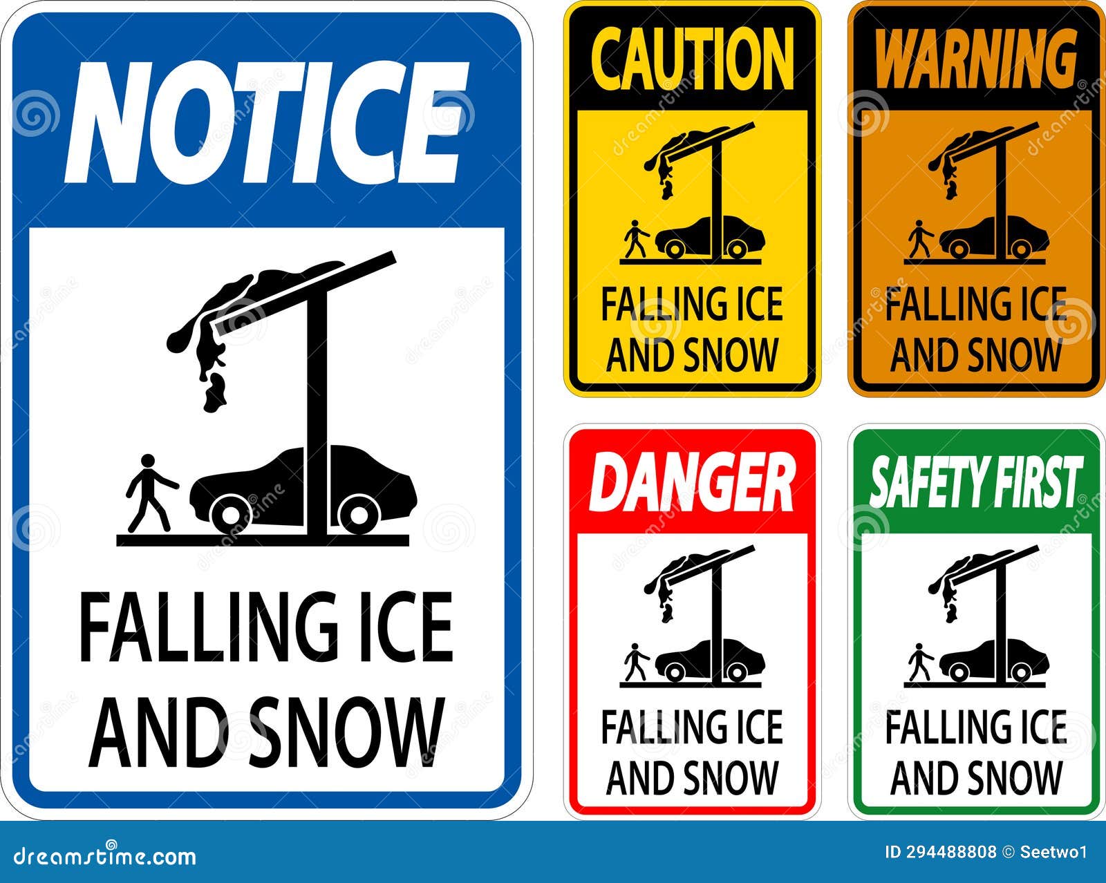 Ice and Snow Warning Sign Caution - Falling Ice and Snow Sign Stock ...