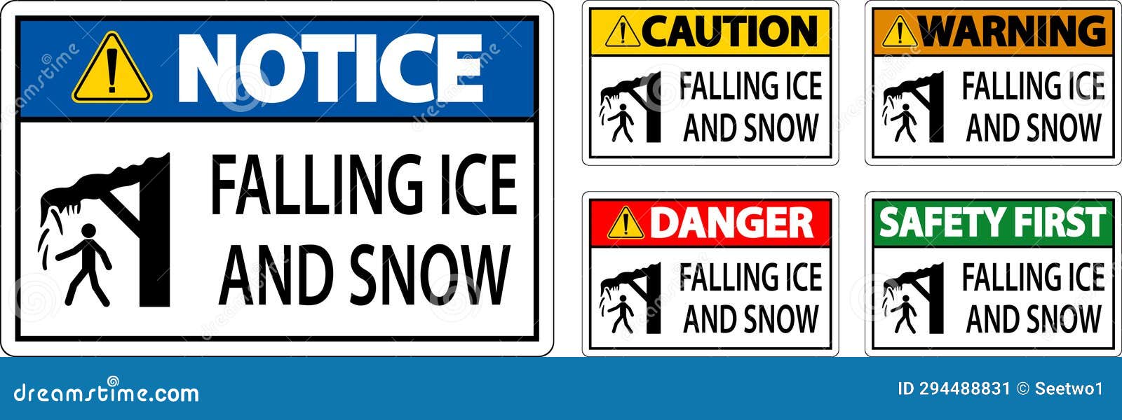 Ice and Snow Warning Sign Caution - Falling Ice and Snow Sign Stock ...