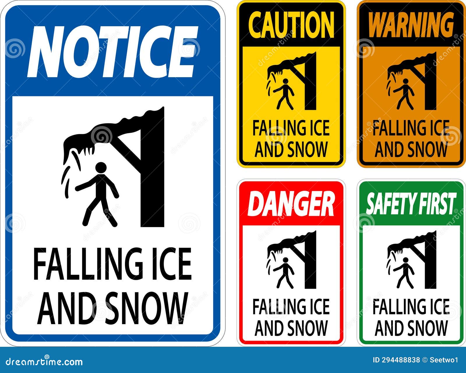 Ice and Snow Warning Sign Caution - Falling Ice and Snow Sign Stock ...