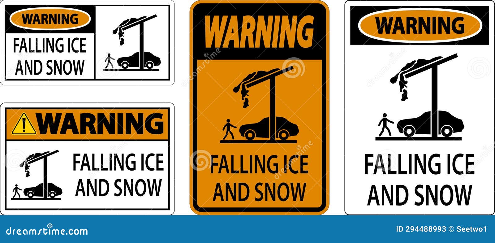 Ice and Snow Warning Sign Caution - Falling Ice and Snow Sign Stock ...