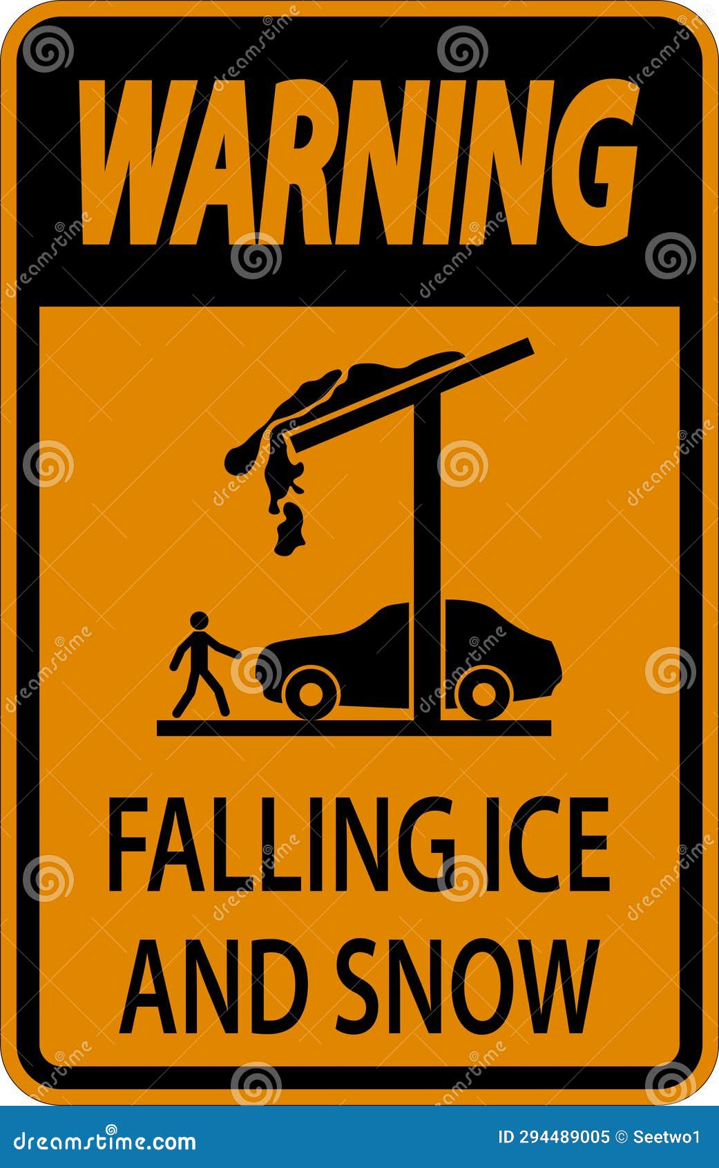 Ice and Snow Warning Sign Caution - Falling Ice and Snow Sign Stock ...