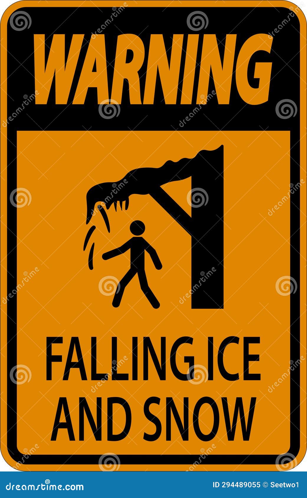 Ice and Snow Warning Sign Caution - Falling Ice and Snow Sign Stock ...