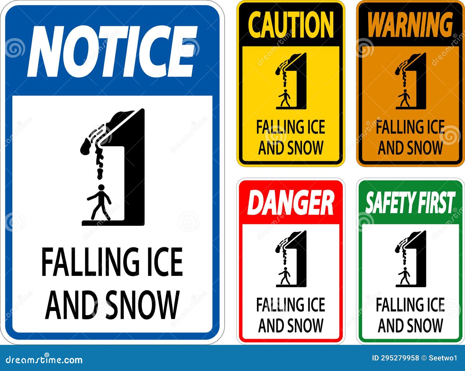 Ice and Snow Warning Sign Caution - Falling Ice and Snow Sign Stock ...